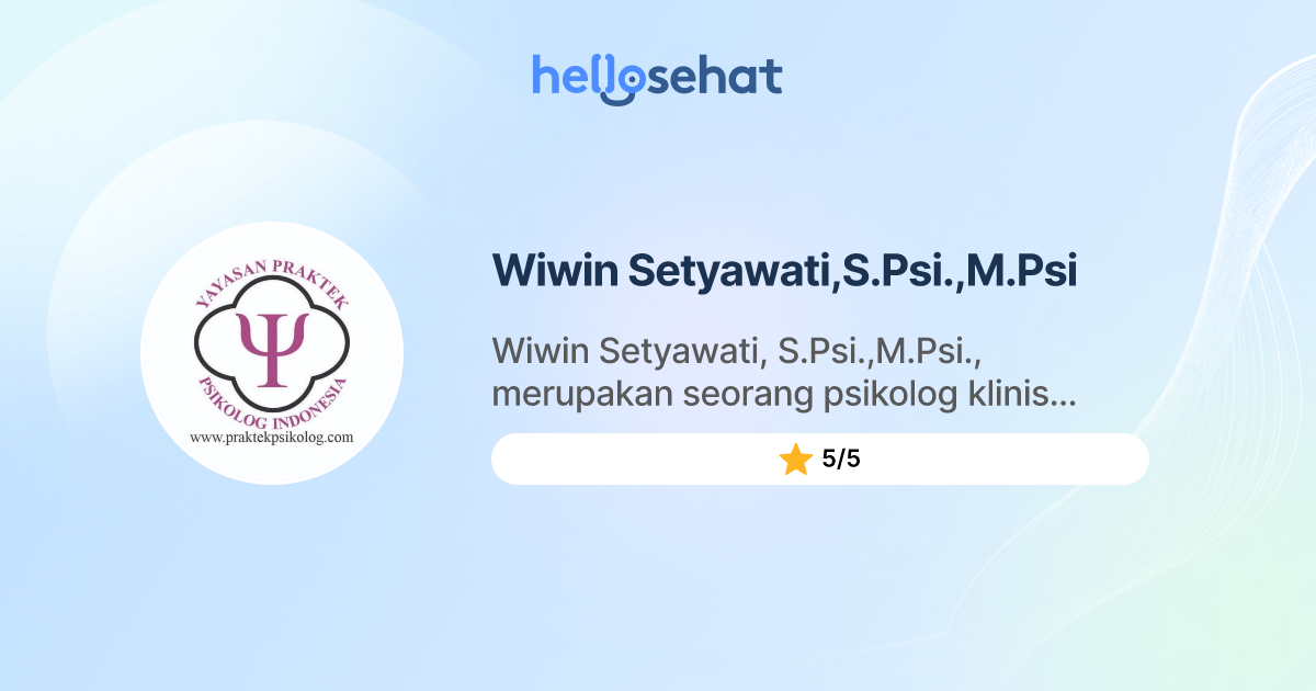 Wiwin Setyawati,S.Psi.,M.Psi, Psikologi - Buat Booking Online - HelloSehat